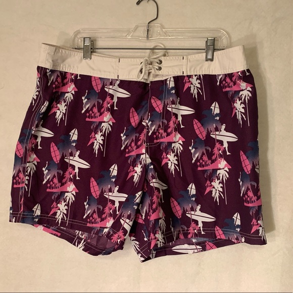 Zara | Swim | Zara Mens Swim Shorts Tropical Surfboard Purple Size Xl ...
